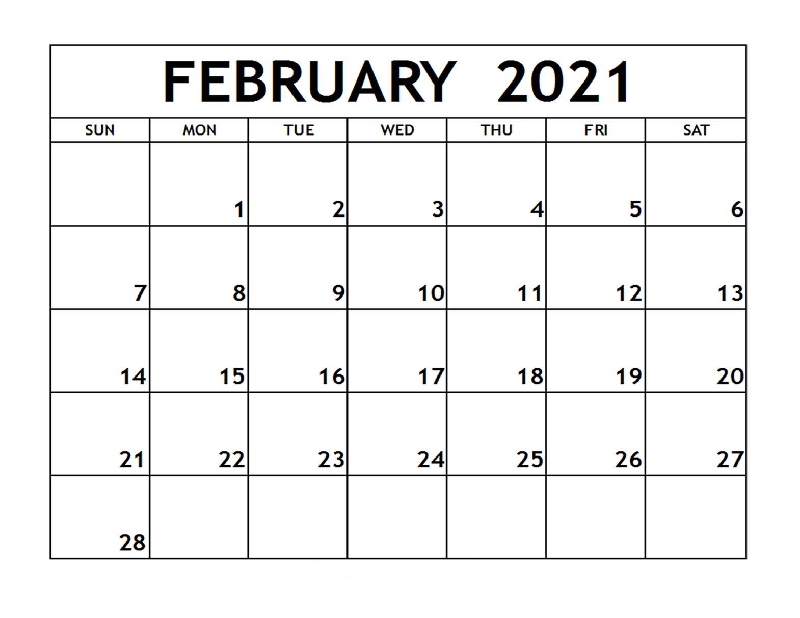 February 2021 Calendar Printable With Notes February 2021 Printable
